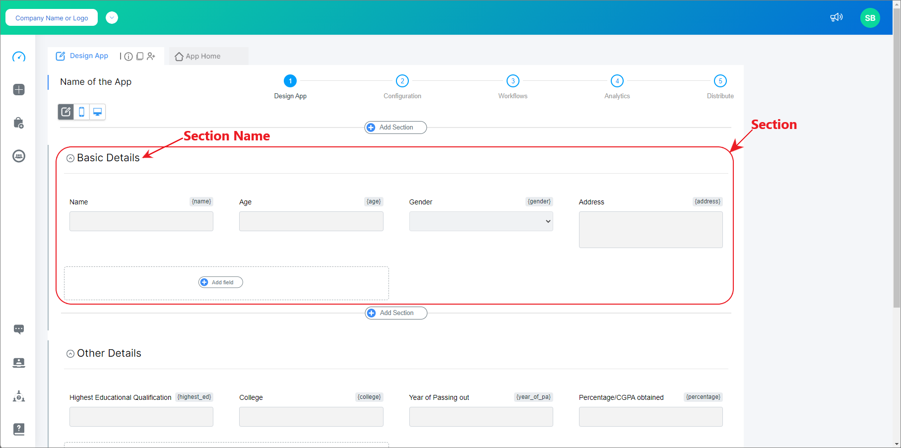 Sections - Basic, Conditional, Copyable